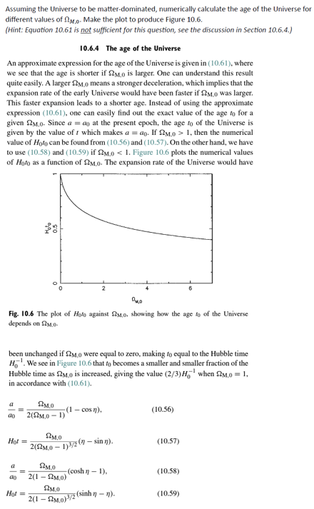 Solved Assuming The Universe To Be Matter Dominated