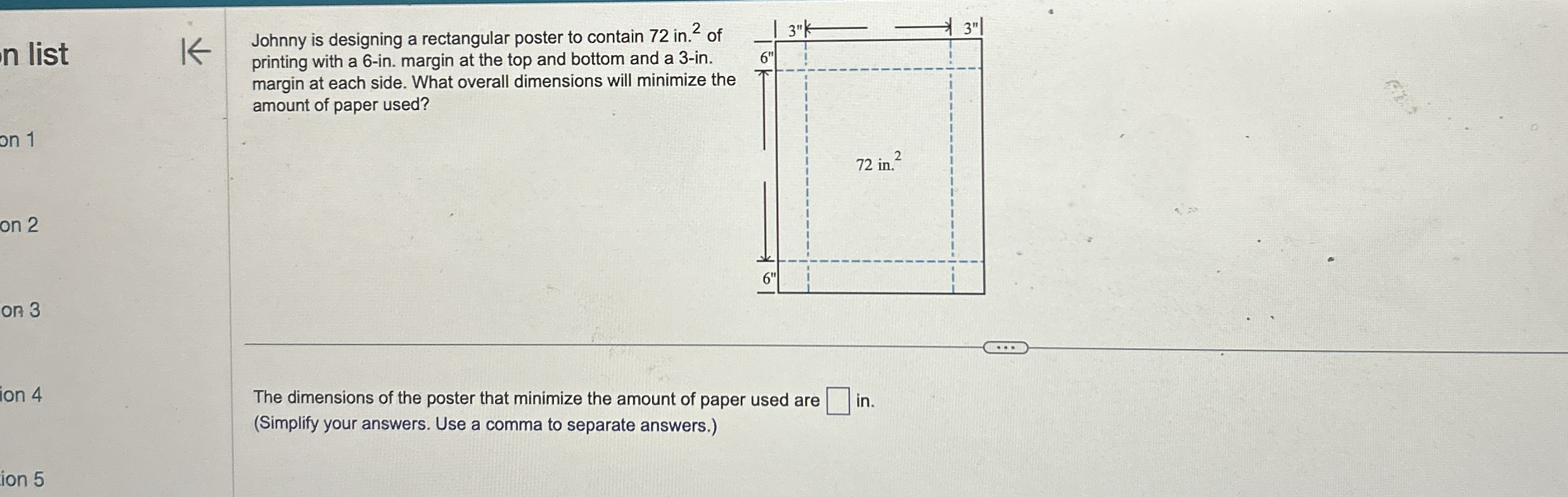 Solved n listJohnny is designing a rectangular poster to | Chegg.com