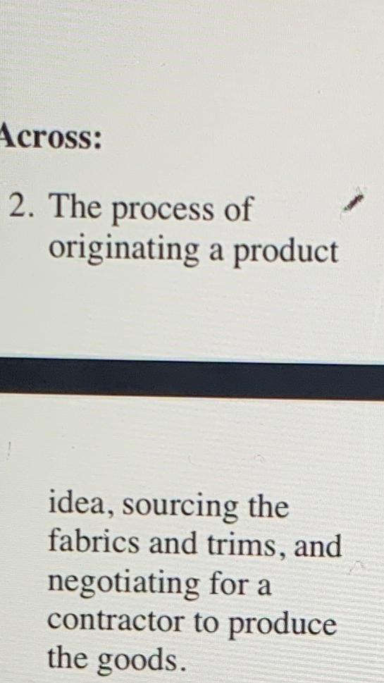 Solved Across:2. ﻿The process of originating a productidea, | Chegg.com