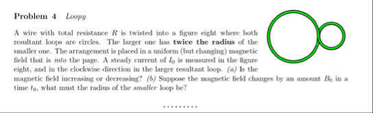 Solved Problem 4 ﻿LoopyA wire with total resistance R ﻿is | Chegg.com