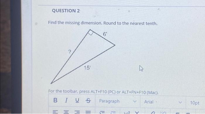 Solved Find the missing dimension. Round to the nearest | Chegg.com