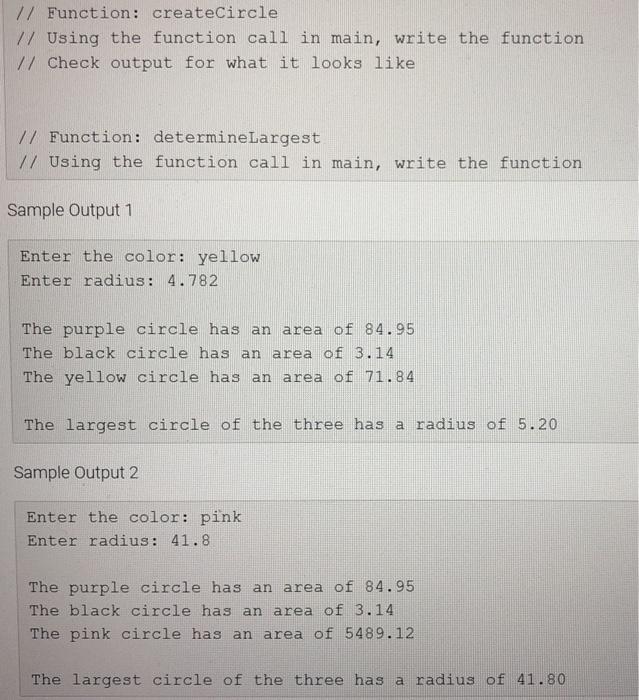 Solved Circle -color:String -radius:double +Circle | Chegg.com