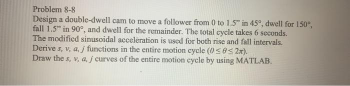 Solved Problem 8-8 Design a double-dwell cam to move a | Chegg.com