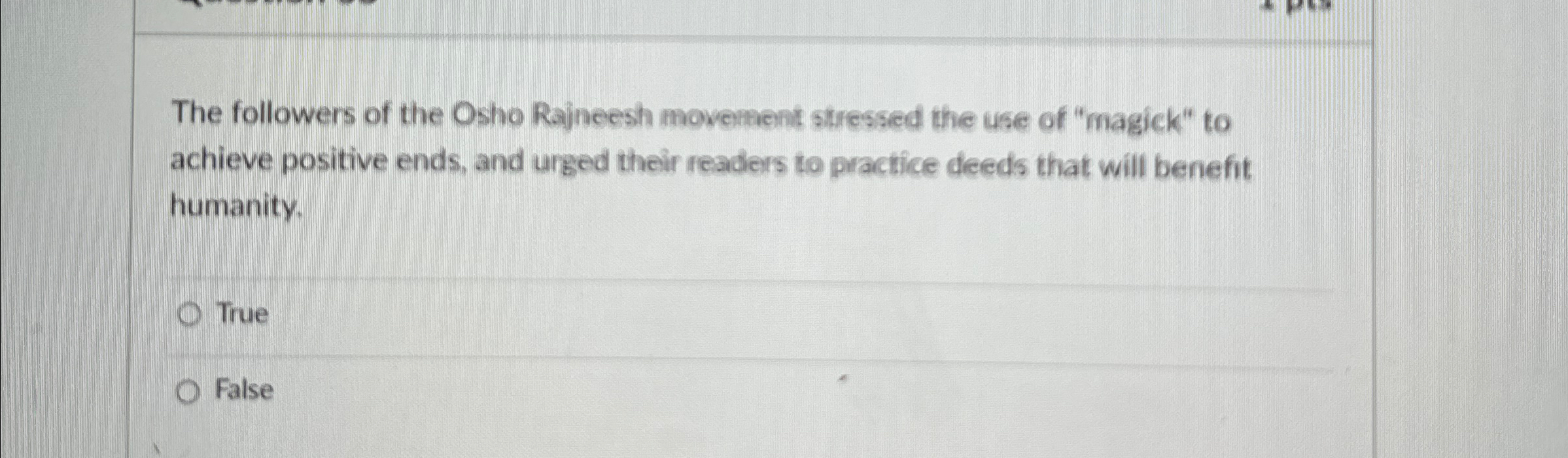 Solved The followers of the Osho Rajneesh movement stressed | Chegg.com
