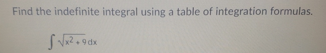Solved Find the indefinite integral using a table of | Chegg.com