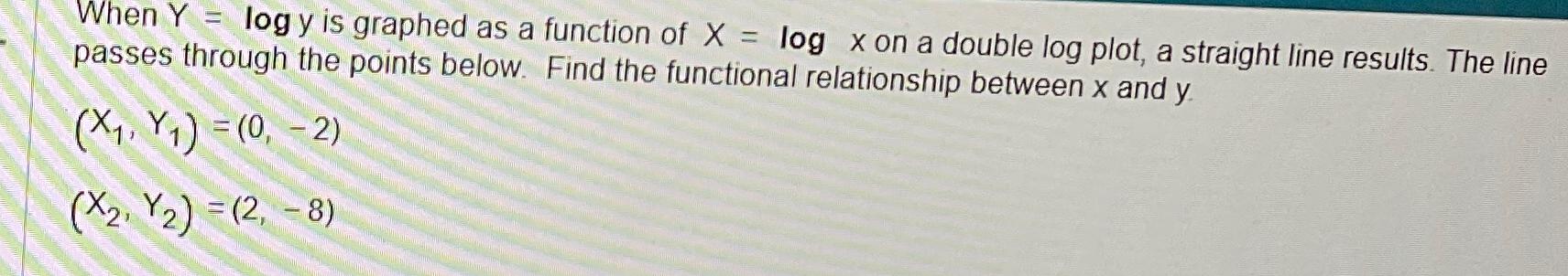 Solved When Y=logy ﻿is graphed as a function of x=logx ﻿on a | Chegg.com