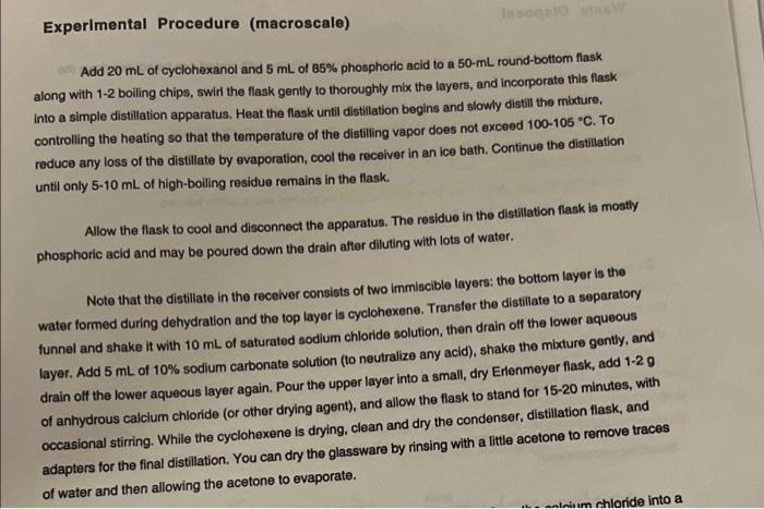 Solved Experimental Procedure (macroscale) Add 20 mL of | Chegg.com
