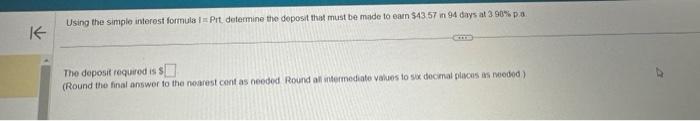 Solved K Using the simple interest formula 1 = Prt, | Chegg.com