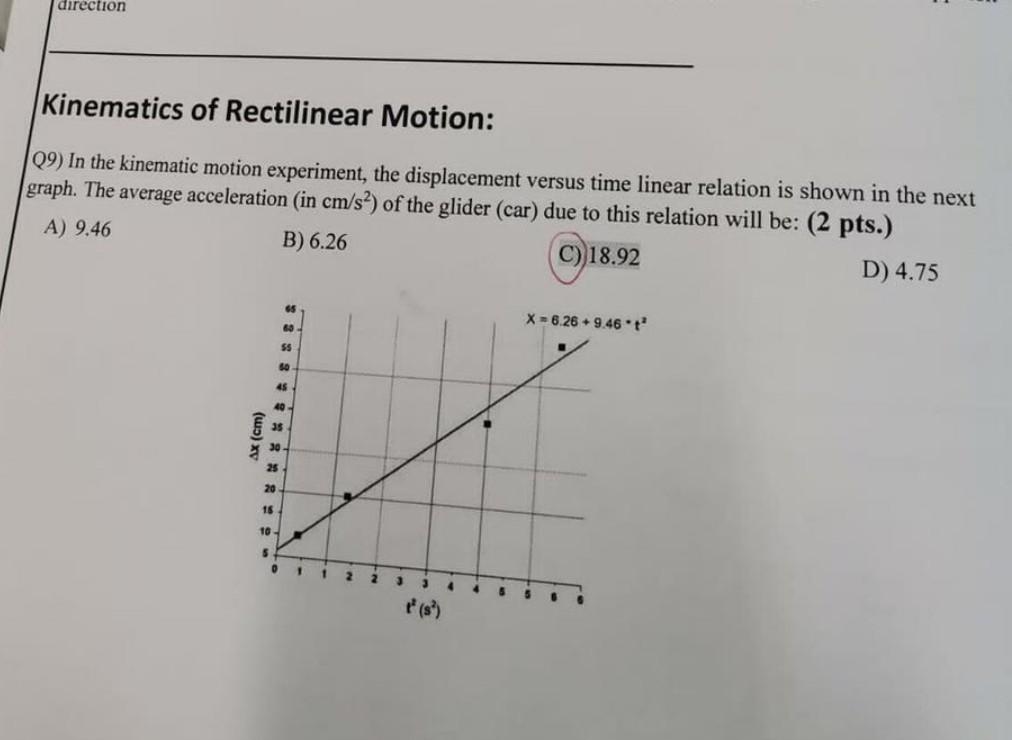 Solved direction Kinematics of Rectilinear Motion: 09) In | Chegg.com