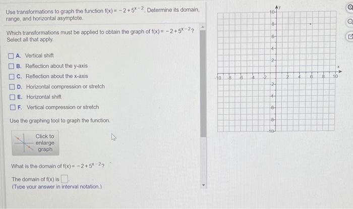 Solved 10- 8 Use transformations to graph the function f(x) | Chegg.com