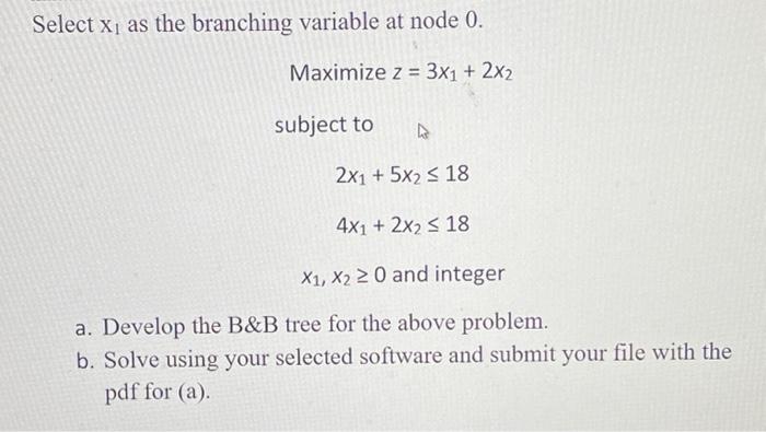 Solved Select xı as the branching variable at node 0. | Chegg.com