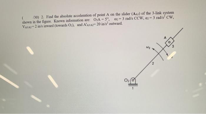 Solved ( /30) 2. Find the absolute acceleration of point A | Chegg.com