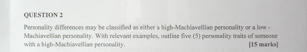 QUESTION 2 Personality differences may be classified | Chegg.com