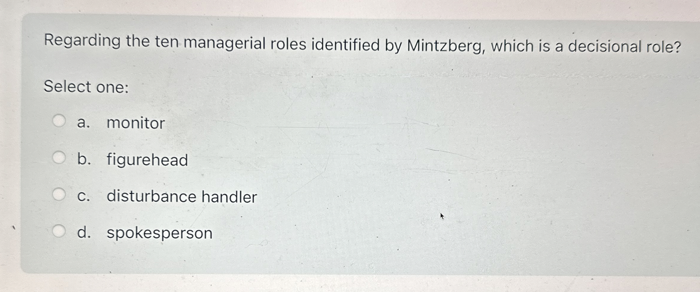 Solved Regarding the ten managerial roles identified by | Chegg.com