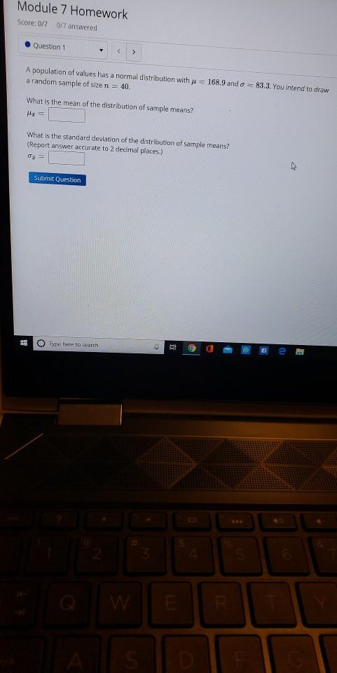 Solved Module 7 Homework Score: 017 0/7 answered Question 1 | Chegg.com