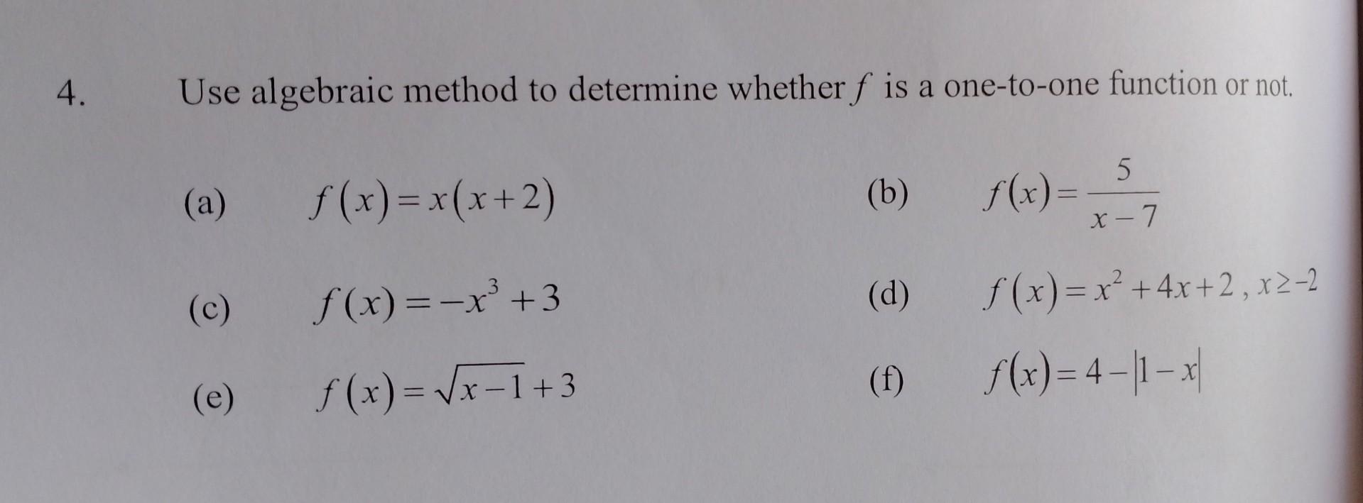 Solved Use algebraic method to determine whether f is a | Chegg.com