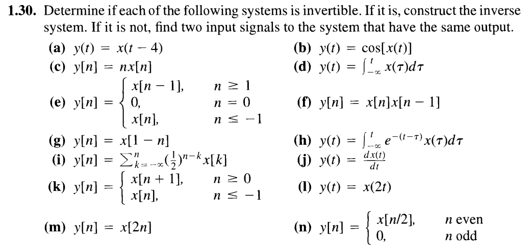 Solved Determine if each of the following systems is | Chegg.com