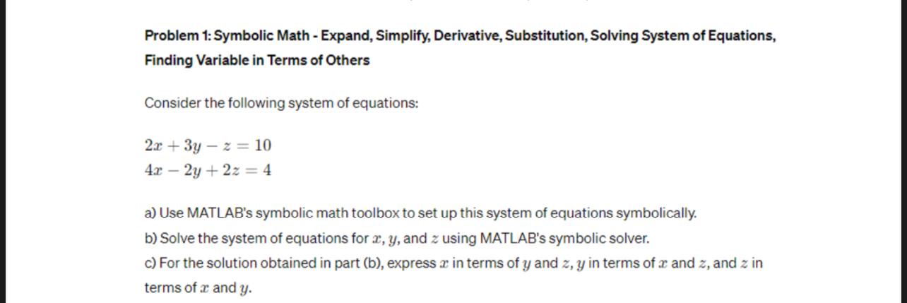 Solved Problem 1: Symbolic Math - ﻿Expand, Simplify, | Chegg.com