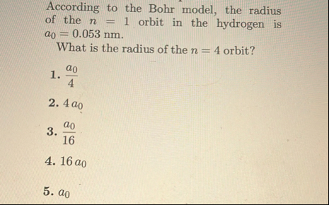 Solved According to the Bohr model, the radius of the n=1 | Chegg.com