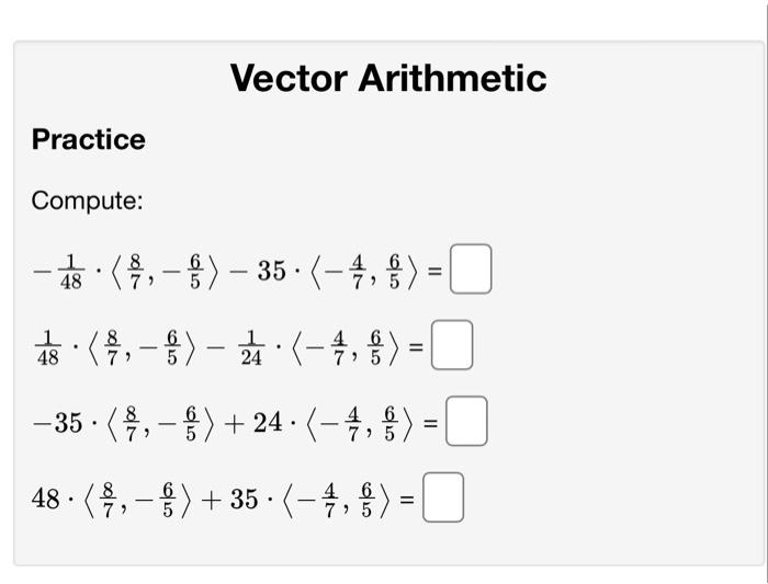 Solved Vector Arithmetic If we accept that scalar | Chegg.com
