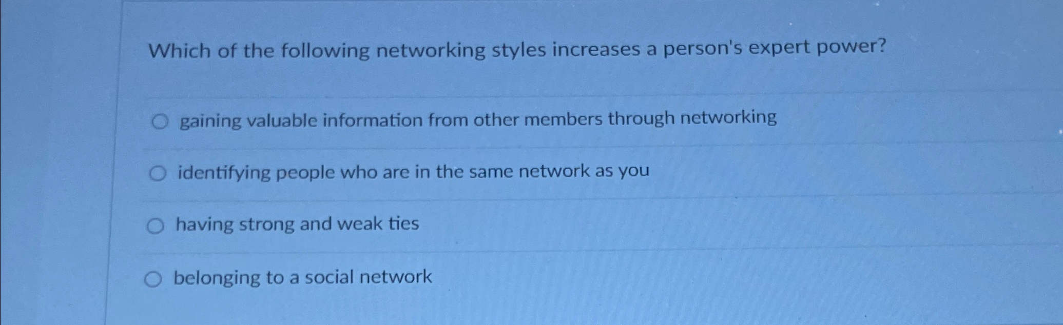 Solved Which of the following networking styles increases a | Chegg.com