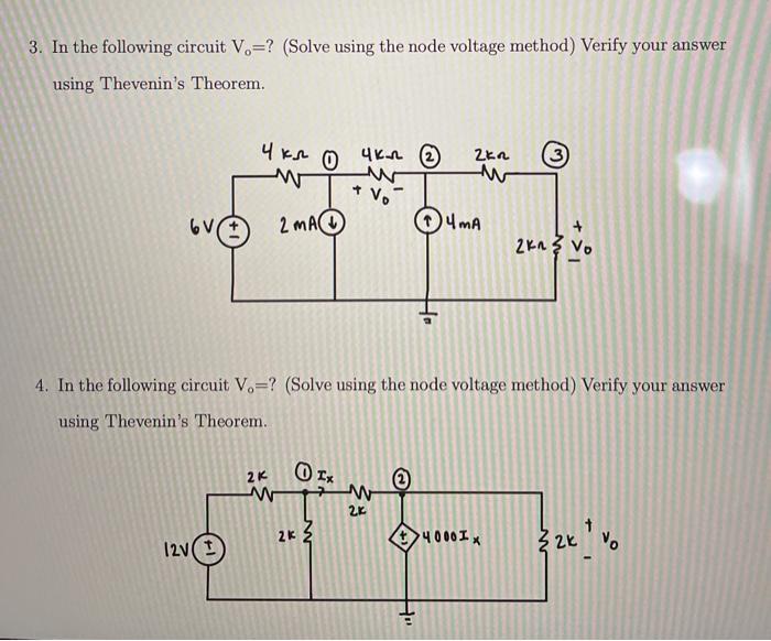 Solved 3. In the following circuit V.=? (Solve using the | Chegg.com
