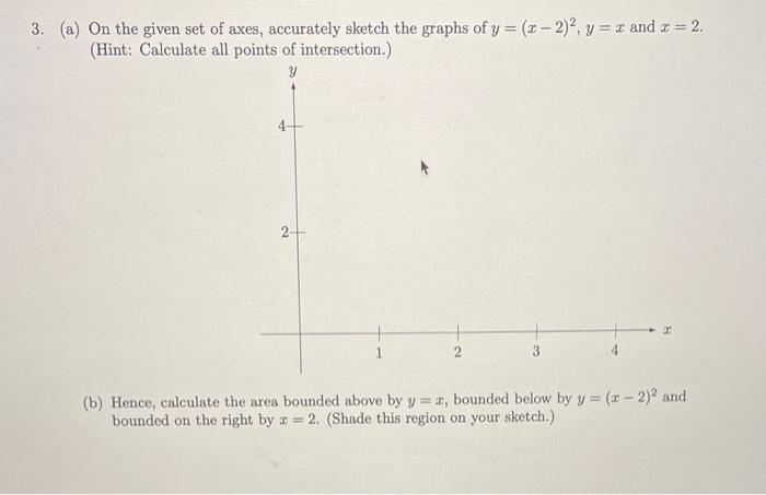 Solved 3. (a) On the given set of axes, accurately sketch | Chegg.com