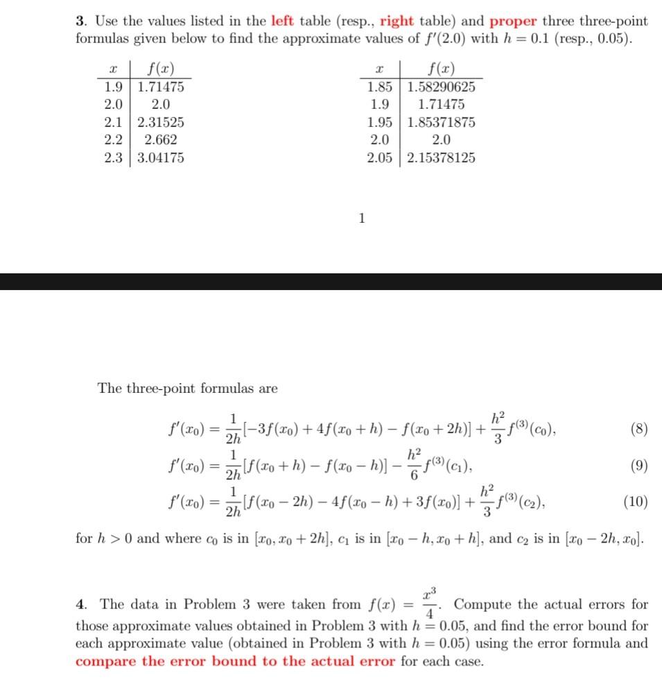 Solved 3. Use the values listed in the left table (resp., | Chegg.com