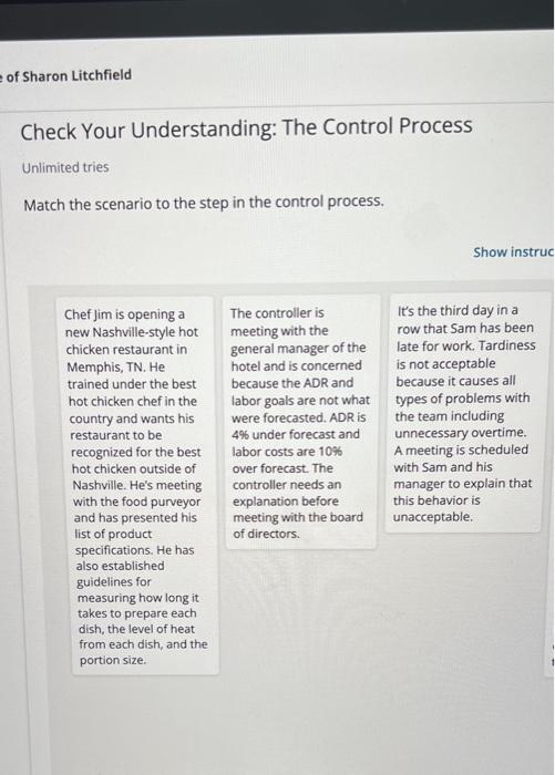 Check Your Understanding: The Control Process | Chegg.com