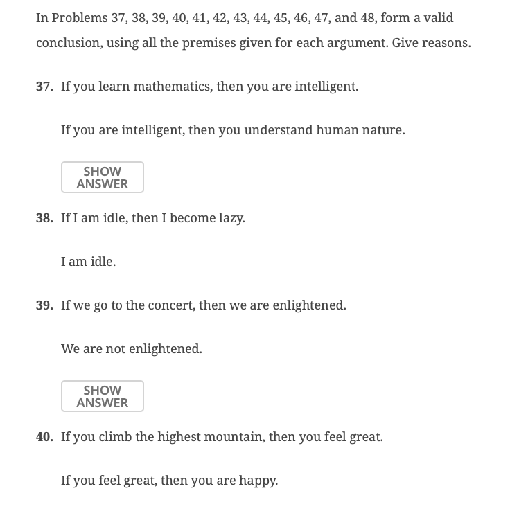 Solved In Problems 37, 38, 40, ﻿form a valid conclusion, | Chegg.com