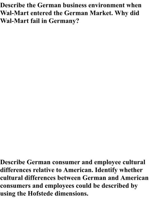 Solved Walmart: An Anatomy of Failure in the German Market | Chegg.com