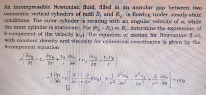 Solved by an EXPERT An incompressible Newtonian fluid, filled in an | Chegg.com