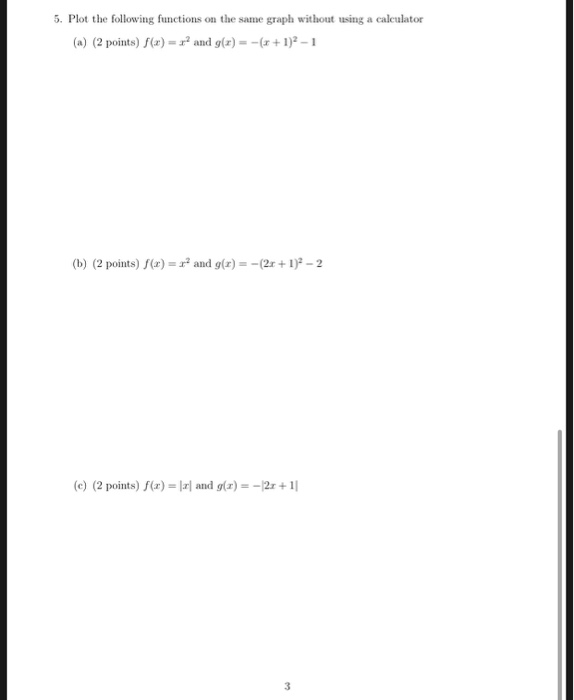 Solved 5. Plot the following functions on the same graph | Chegg.com