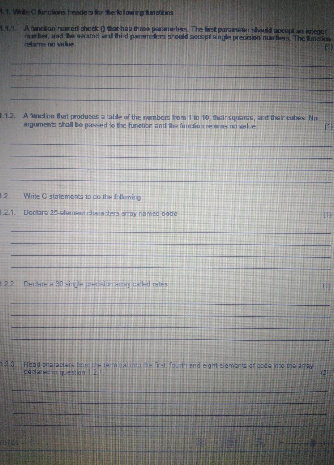 Solved 1.1. White G kunctions headers far the following | Chegg.com
