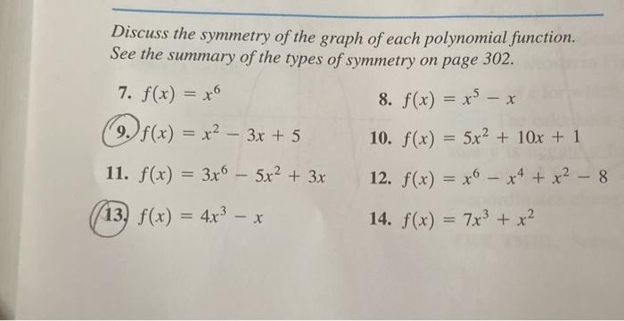 Solved Discuss the symmetry of the graph of each polynomial | Chegg.com