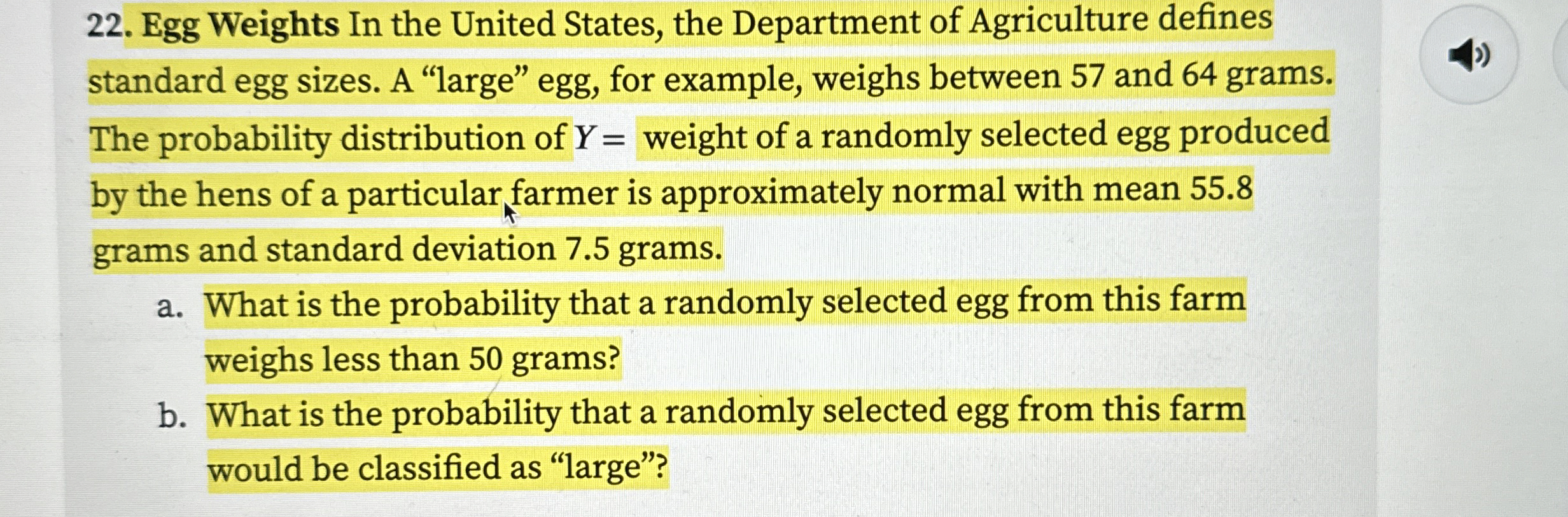 Solved Egg Weights In the United States, the Department of | Chegg.com