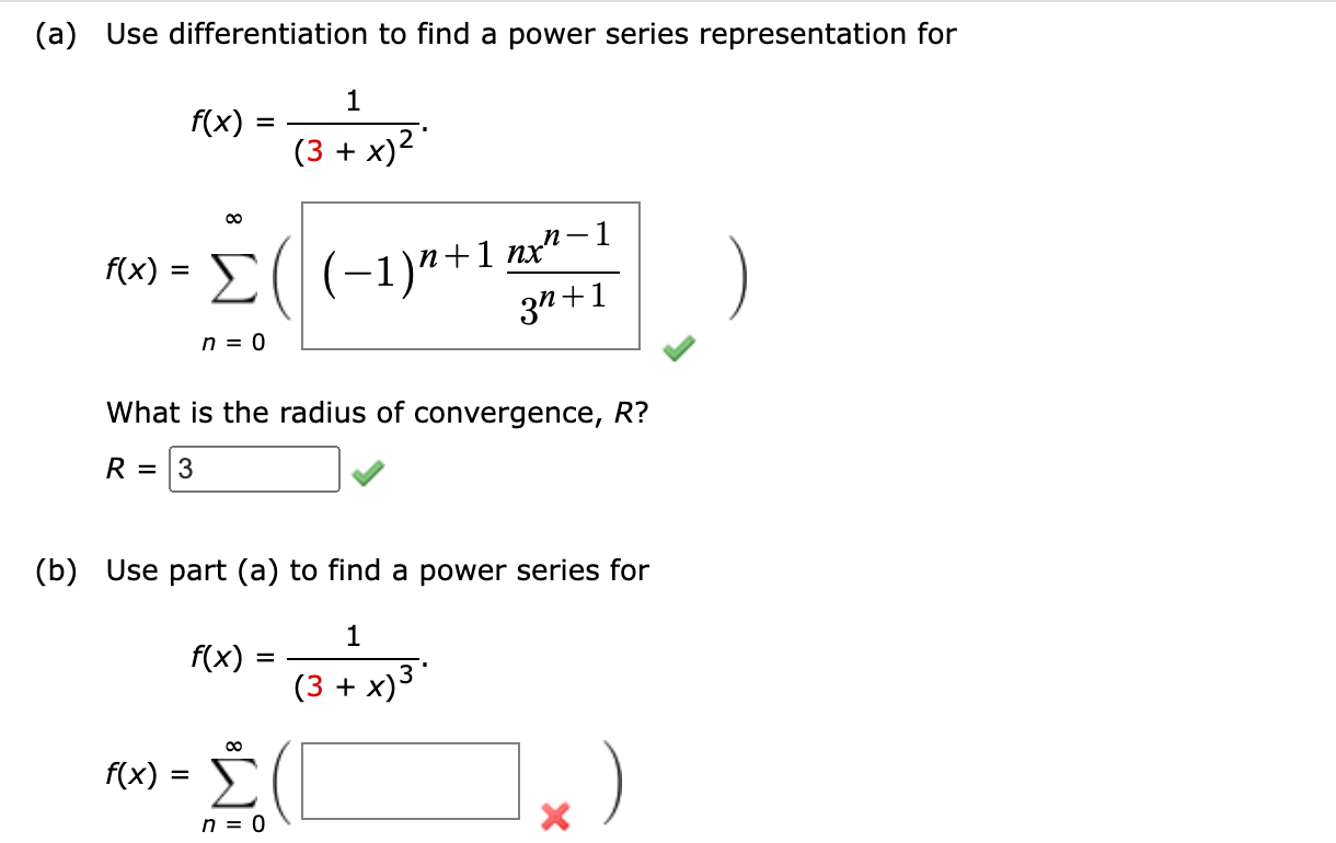 Solved (a) ﻿Use differentiation to find a power series | Chegg.com