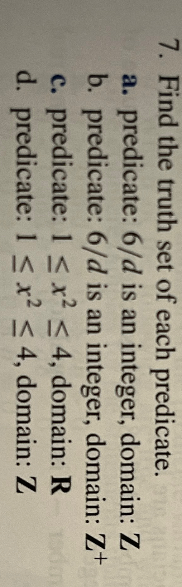 Solved Find the truth set of each predicate.a. ﻿predicate: | Chegg.com
