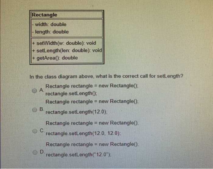 Solved Rectangle - width: double - length: double + | Chegg.com