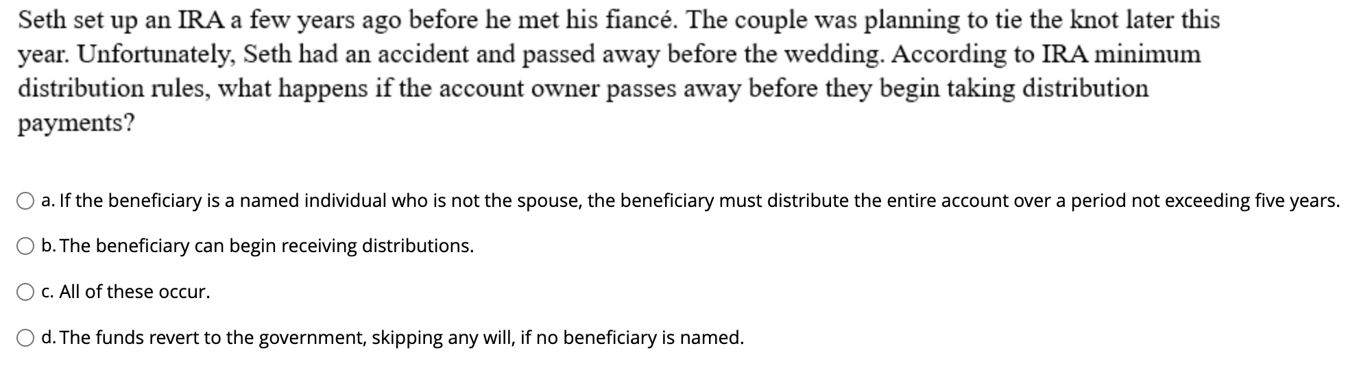 Solved Seth set up an IRA a few years ago before he met his | Chegg.com