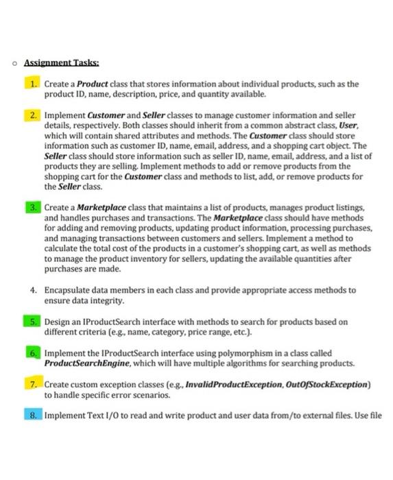 Solved Assignment Tasks: Create a Product class that stores | Chegg.com