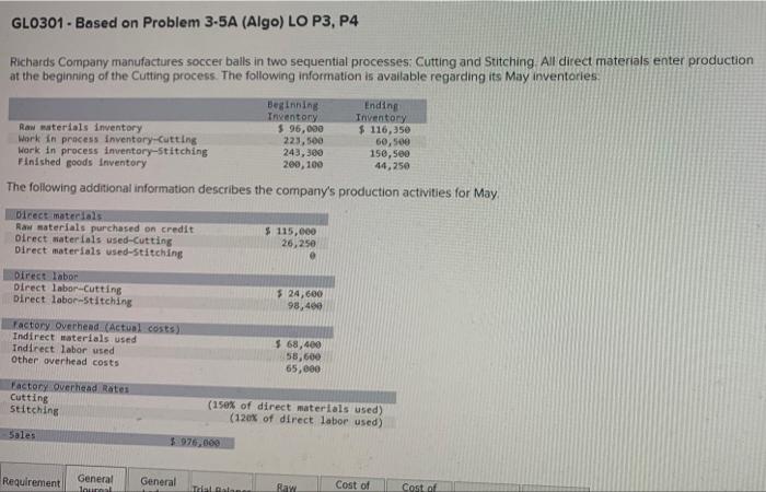 Solved GL0301 - Based on Problem 3-5A (Algo) LO P3, P4 | Chegg.com