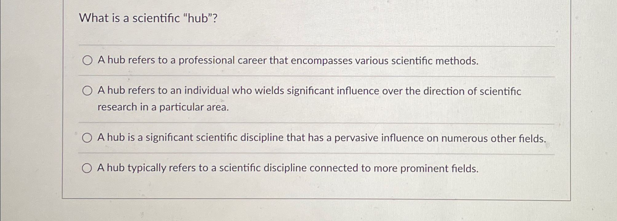 Solved What is a scientific "hub"?A hub refers to a | Chegg.com