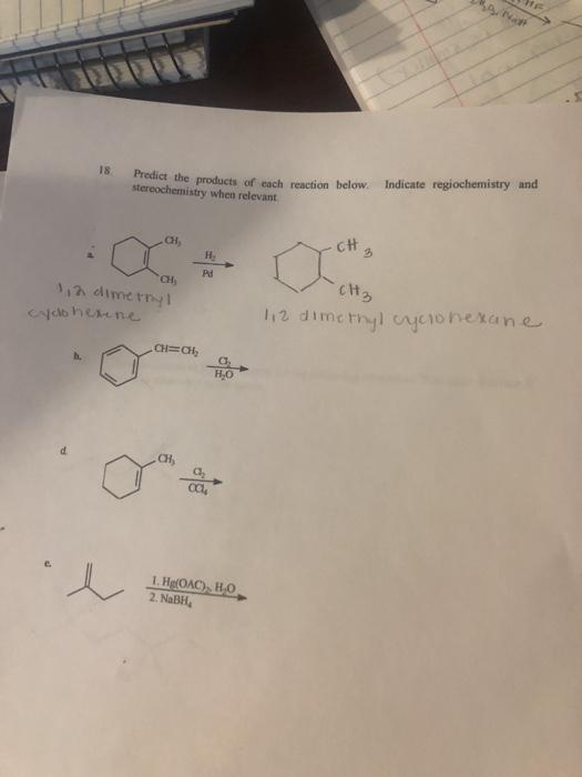 Solved 18 Predict the products of each reaction below. | Chegg.com