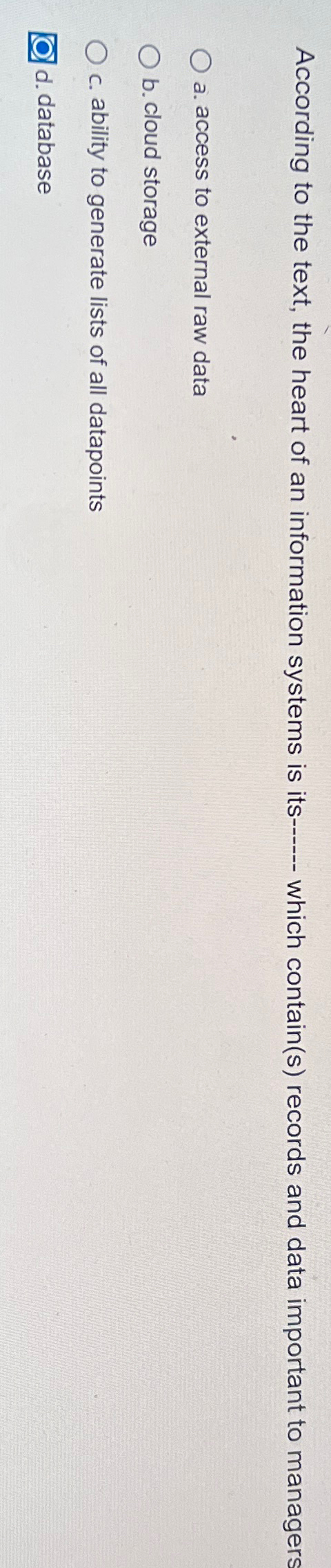 Solved According to the text, the heart of an information | Chegg.com