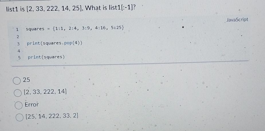 Solved list1 ﻿is 2,33,222,14,25, ﻿What is list | Chegg.com