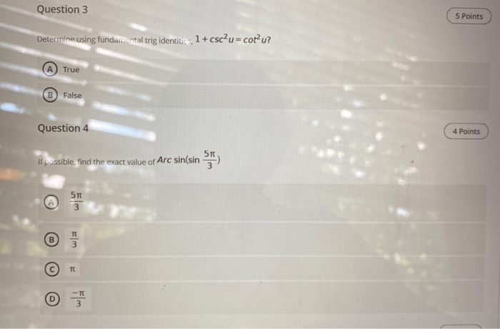 Solved Question 3 5 Points Determine using fundamental trig | Chegg.com