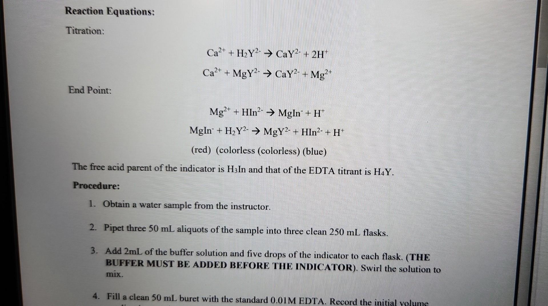Solved Reaction Equations: Titration: | Chegg.com