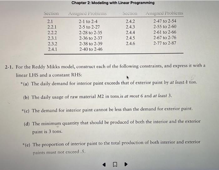 Chapter 2: Modeling with Linear Programming -1. For | Chegg.com
