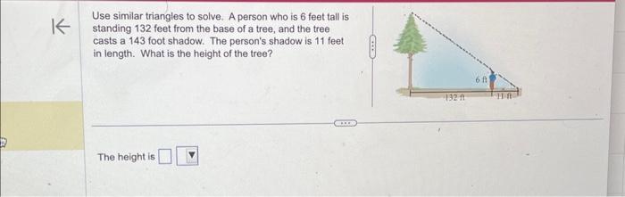 Solved Use similar triangles to solve. A person who is 6 | Chegg.com